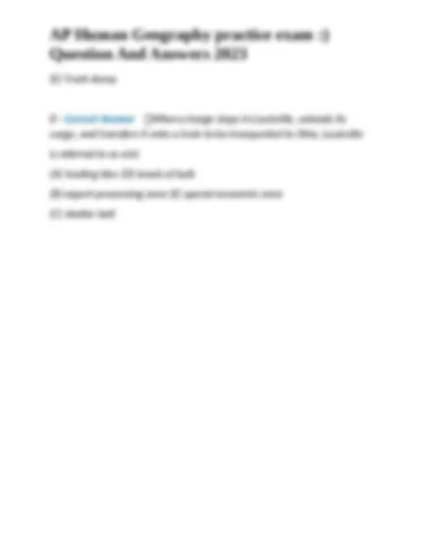 AP Human Geography practice exam :) Question And Answers 2023 | Exams ...