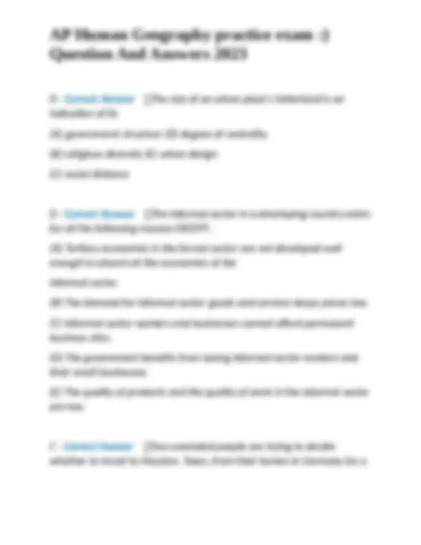 AP Human Geography practice exam :) Question And Answers 2023 | Exams ...
