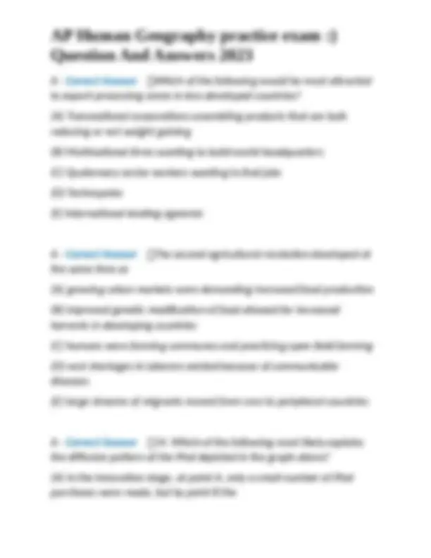 AP Human Geography practice exam :) Question And Answers 2023 | Exams ...
