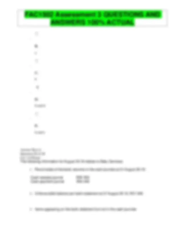 FAC1502 Assessment 3 Questions and Answers | Exams Finance | Docsity