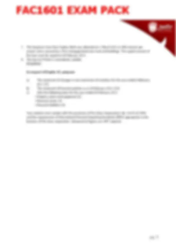 UNISA FAC1601 Exam Pack | Exams Nursing | Docsity