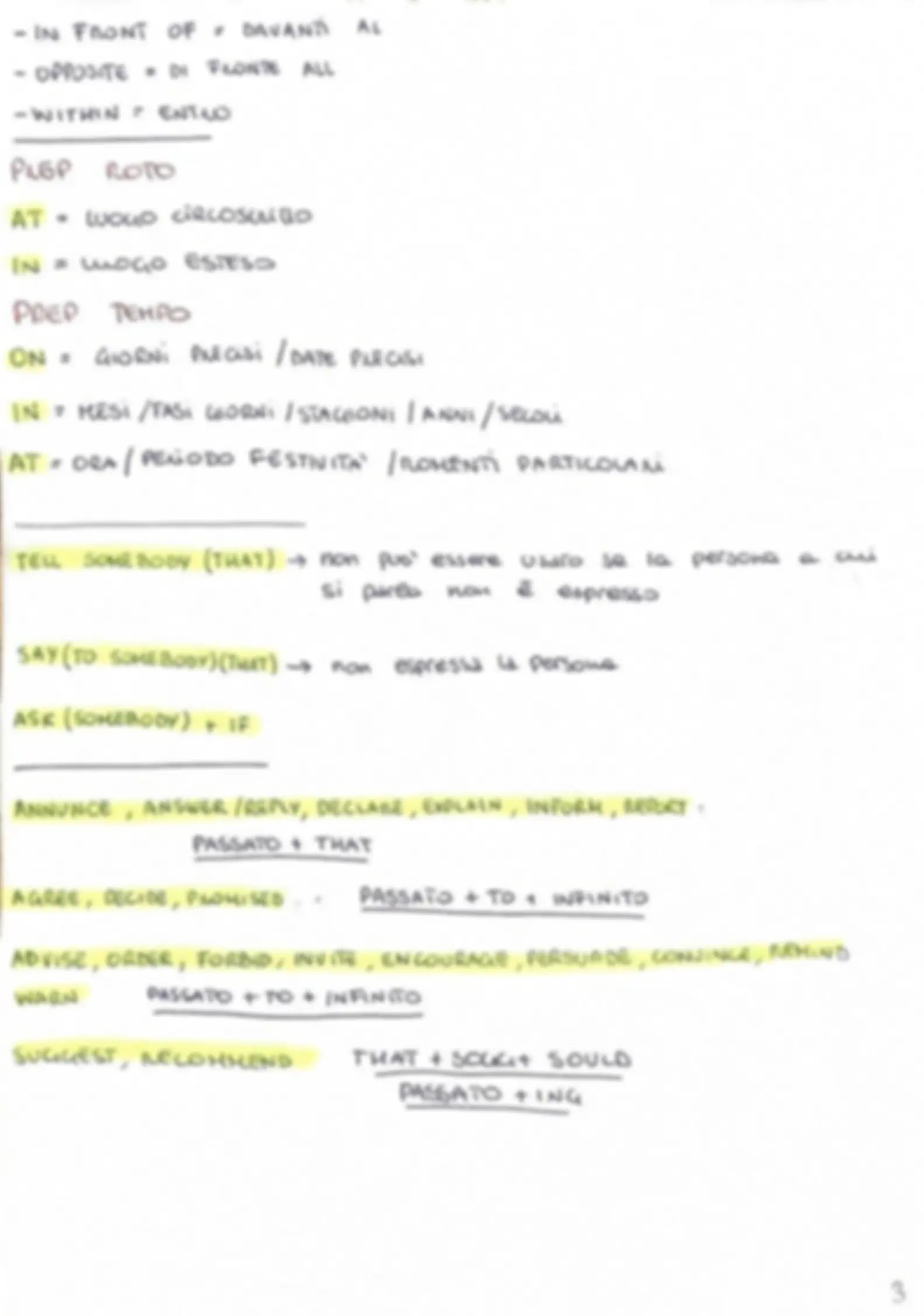 Inglese Grammatica Base | Schemi e mappe concettuali di Inglese | Docsity