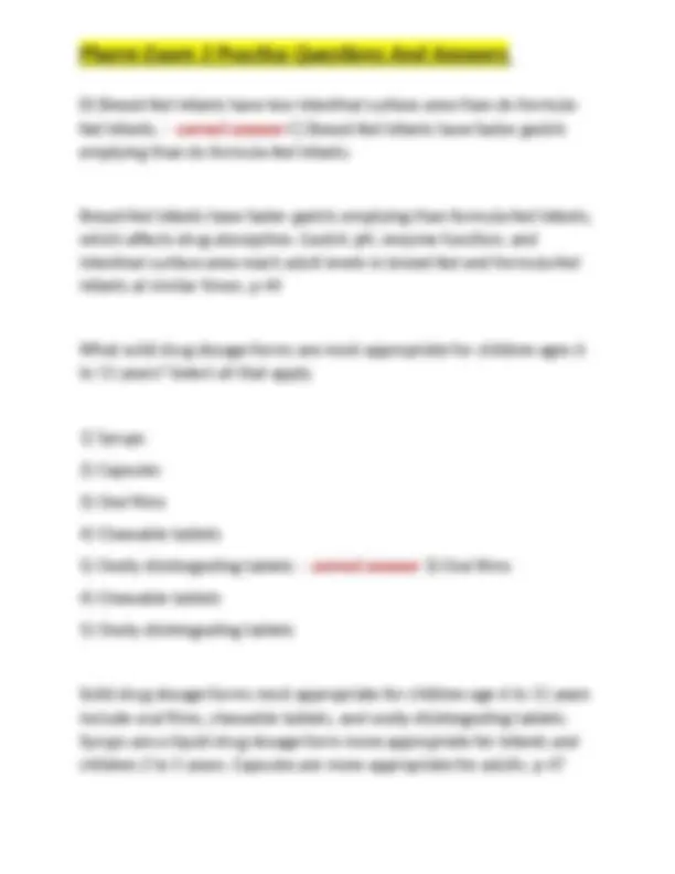 Pediatric Pharmacology Practice Questions and Answers | Exams Nursing ...