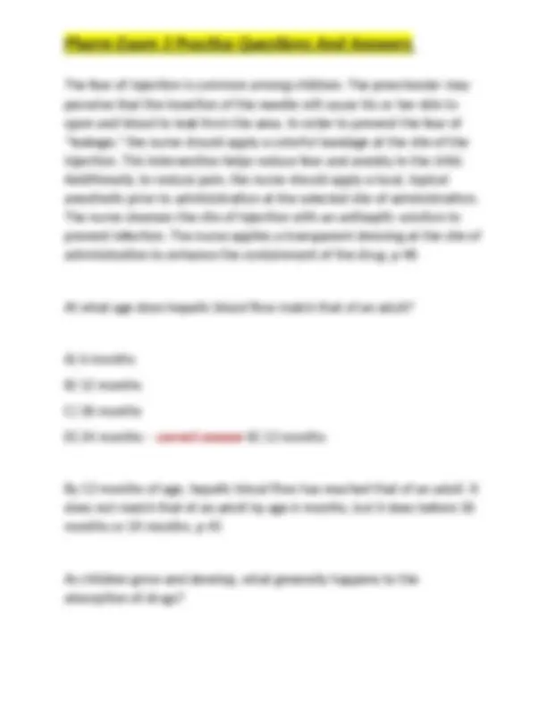 Pediatric Pharmacology Practice Questions and Answers | Exams Nursing ...