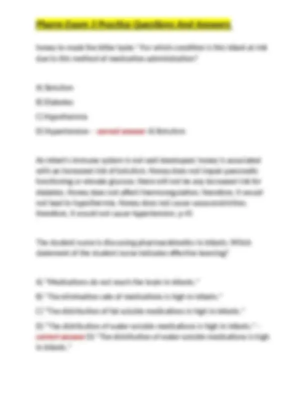 Pediatric Pharmacology Practice Questions and Answers | Exams Nursing ...