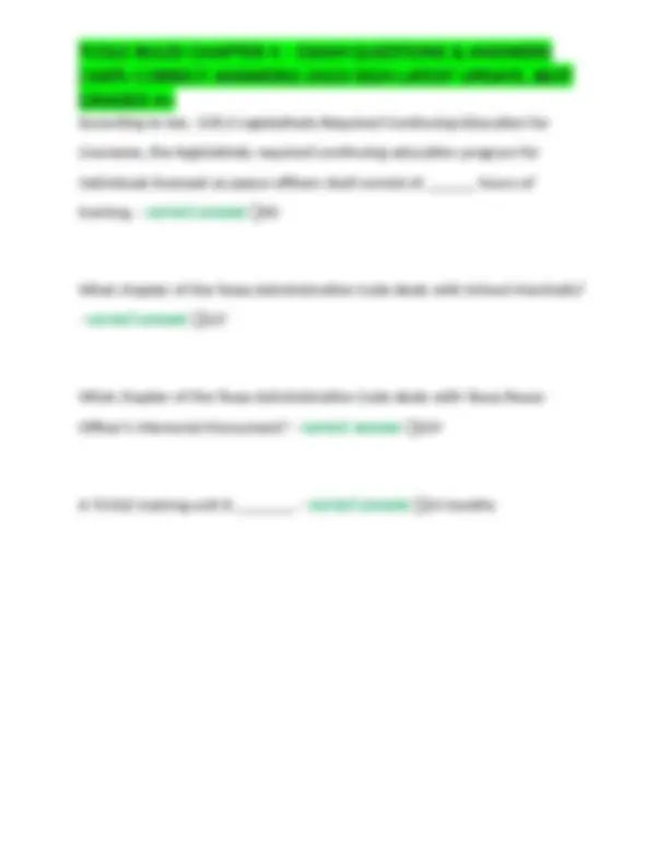 TCOLE Rules Chapter 4 Exam Questions and Answers | Exams Nursing | Docsity