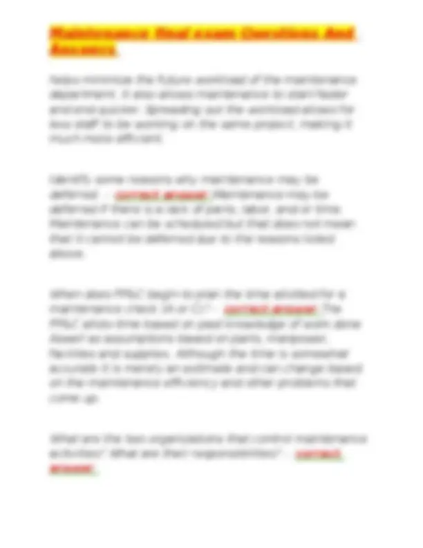Maintenance final exam Questions And Answers | Exams Maintenance ...