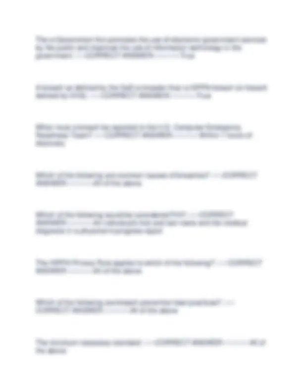 JKO HIPPA and Privacy Act Training Exam Questions and Answers | Exams Security Analysis | Docsity