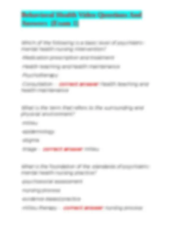 Behavioral Health Video Questions And Answers (Exam 1) | Exams Nursing ...