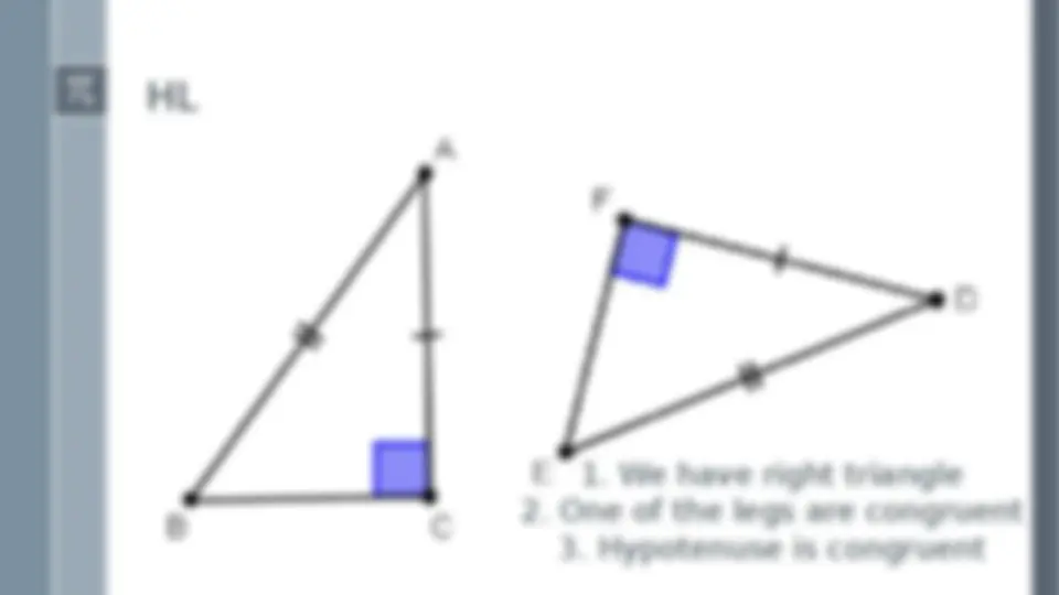 Using the Hypotenuse-Leg Theorem to Prove Congruence of Right Triangles ...