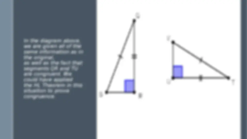 Using the Hypotenuse-Leg Theorem to Prove Congruence of Right Triangles ...