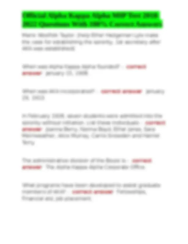 Official Alpha Kappa Alpha MIP Test 2018-2022 Questions With 100% ...