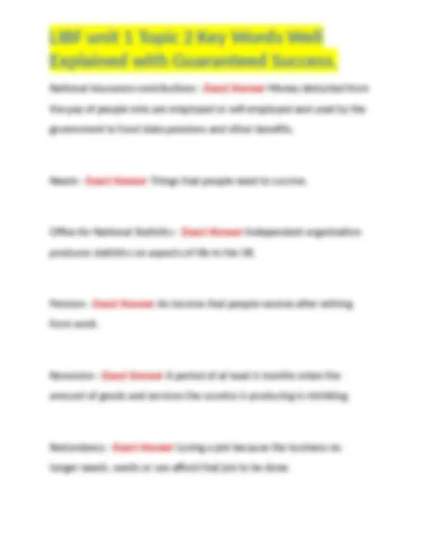 Key Words in Finance: LIBF Unit 1 Topic 2 | Exams Nursing | Docsity