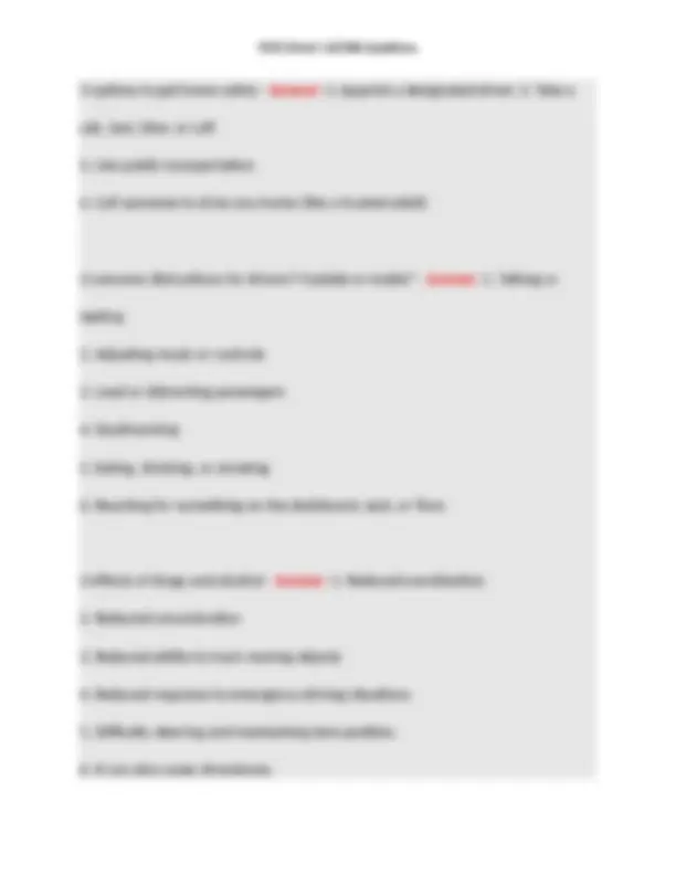 FLVS Driver's Ed DBA Test Questions | Exams Nursing | Docsity