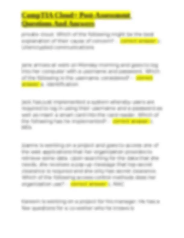 CompTIA Cloud+ Post-Assessment Questions And Answers | Exams Computer ...