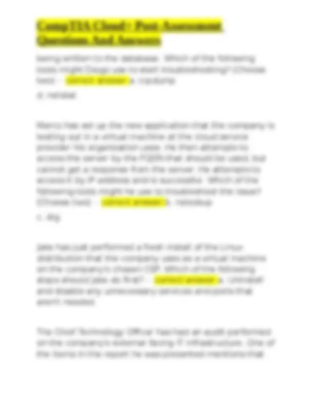 CompTIA Cloud+ Post-Assessment Questions And Answers | Exams Computer ...