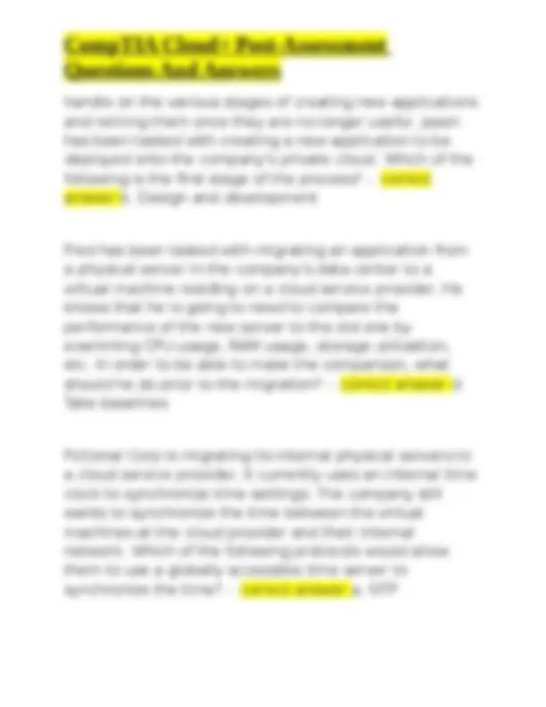 CompTIA Cloud+ Post-Assessment Questions And Answers | Exams Computer ...