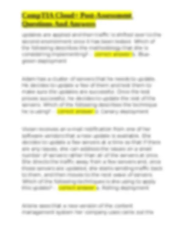 CompTIA Cloud+ Post-Assessment Questions And Answers | Exams Computer ...