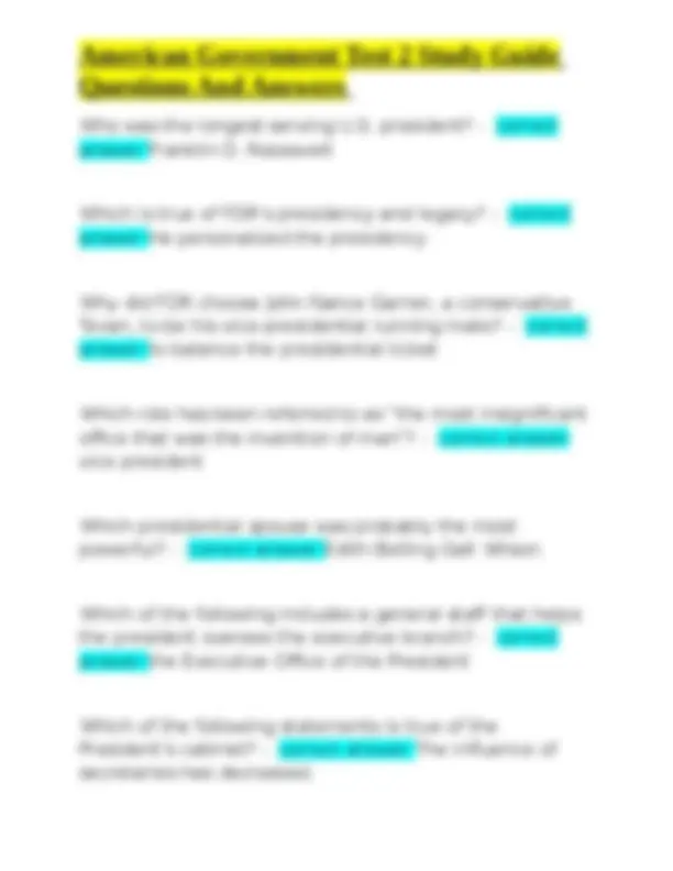 American Government Test 2 Study Guide Questions And Answers | Exams ...