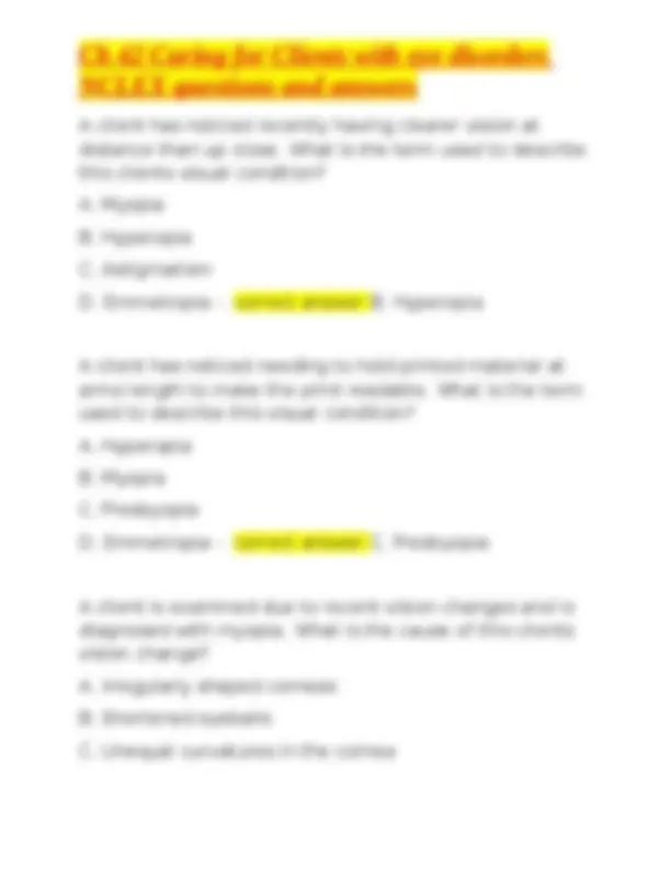 Ch 42 Caring for Clients with eye disorders NCLEX questions and answers ...