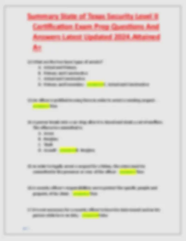 State of Texas Security Level II Certification Exam Prep Questions and ...