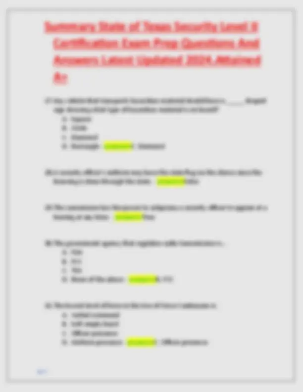 State of Texas Security Level II Certification Exam Prep Questions and ...