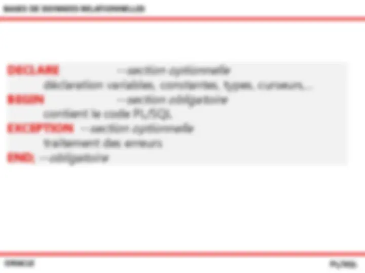 SQL oracle , PL/SQL full course | Slides Database Programming | Docsity