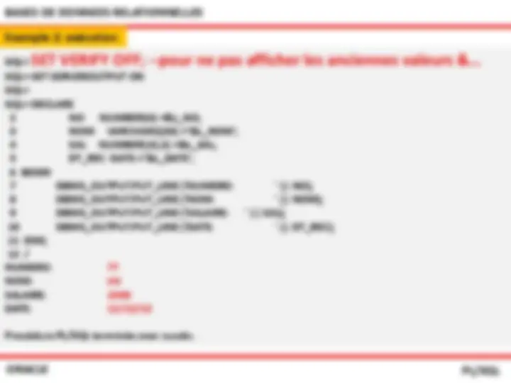 SQL oracle , PL/SQL full course | Slides Database Programming | Docsity