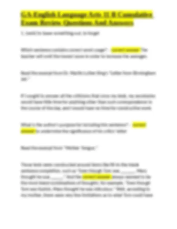 GA-English Language Arts 11 B Cumulative Exam Review Questions And ...