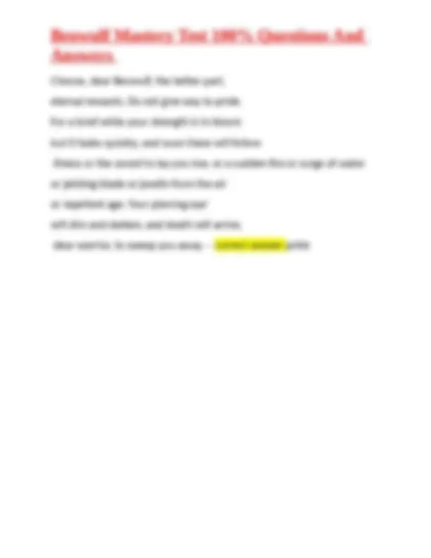 Beowulf Mastery Test 100% Questions And Answers | Exams English ...