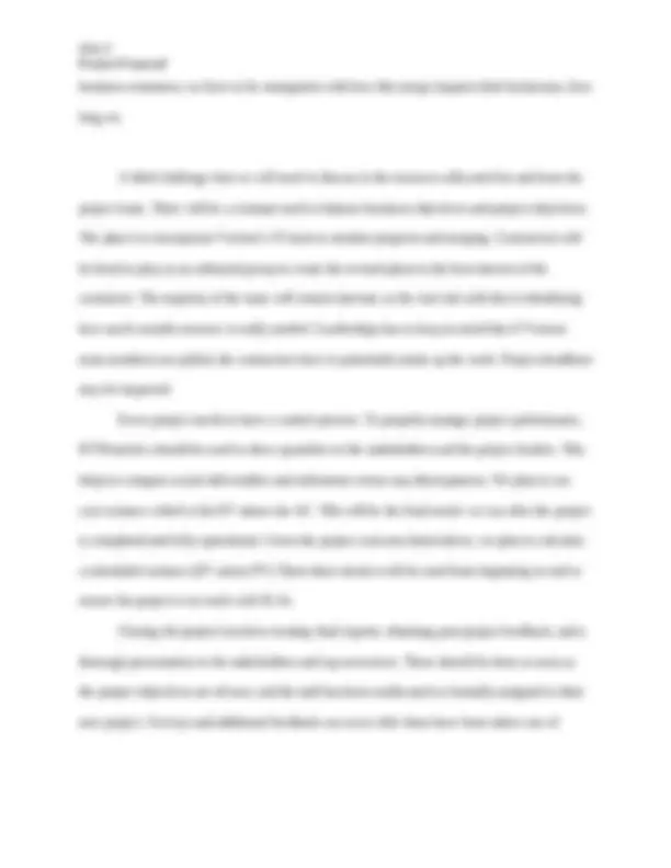 Project Proposal – Execution, Control and Closure | Thesis Financial Accounting | Docsity