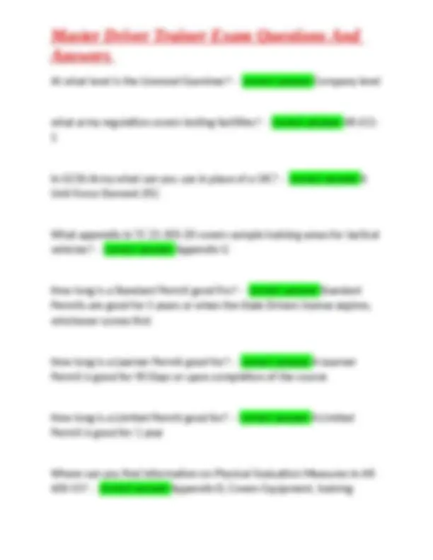 Master Driver Trainer Exam Questions And Answers | Exams Physical ...