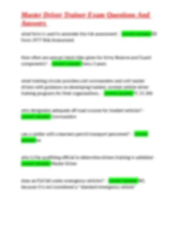 Master Driver Trainer Exam Questions And Answers | Exams Physical ...