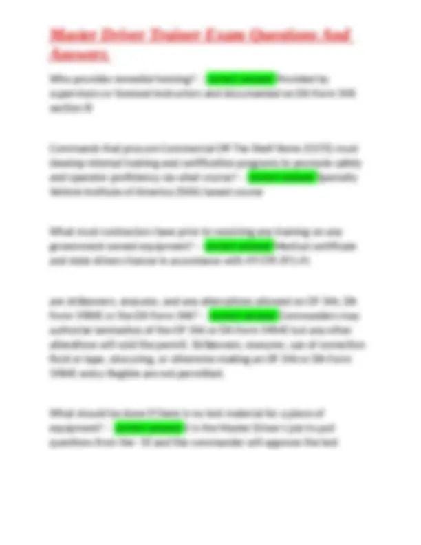 Master Driver Trainer Exam Questions And Answers | Exams Physical ...