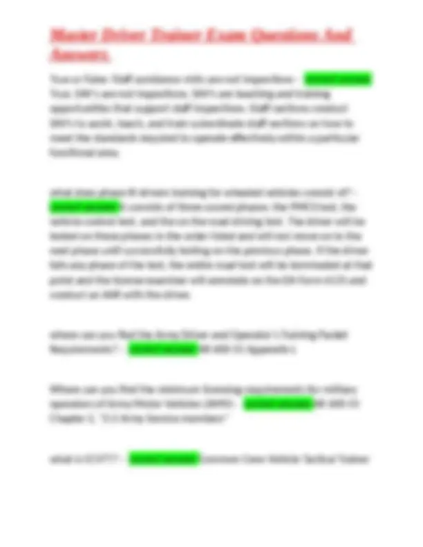 Master Driver Trainer Exam Questions And Answers | Exams Physical ...