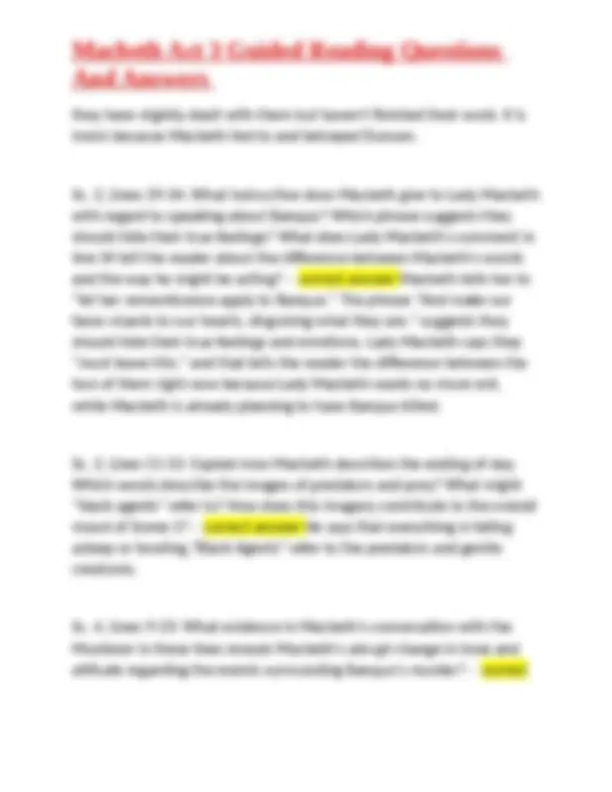 Macbeth Act 3 Guided Reading Questions And Answers | Exams Childhood ...