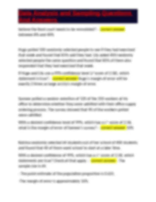 Data Analysis and Sampling Questions And Answers | Exams Advanced Data ...