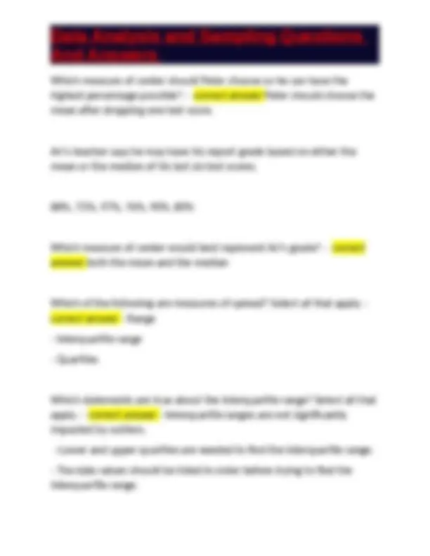 Data Analysis and Sampling Questions And Answers | Exams Advanced Data ...