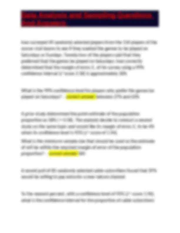 Data Analysis and Sampling Questions And Answers | Exams Advanced Data ...