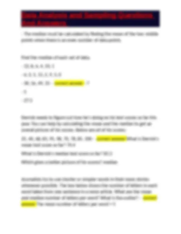 Data Analysis and Sampling Questions And Answers | Exams Advanced Data ...