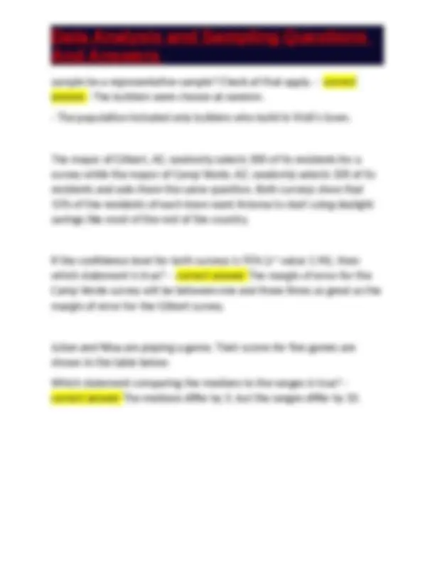 Data Analysis and Sampling Questions And Answers | Exams Advanced Data ...