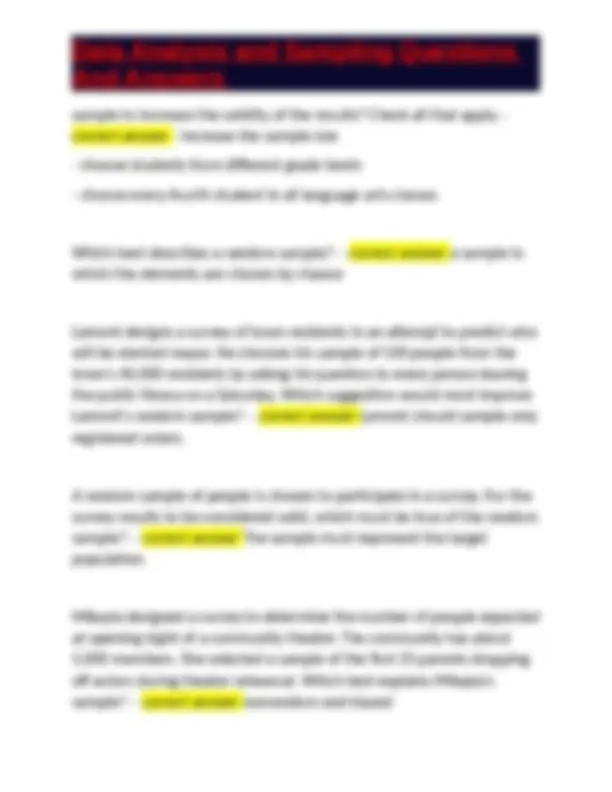 Data Analysis and Sampling Questions And Answers | Exams Advanced Data ...