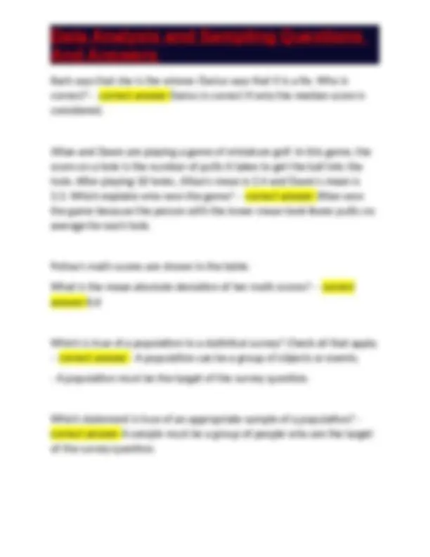 Data Analysis and Sampling Questions And Answers | Exams Advanced Data ...
