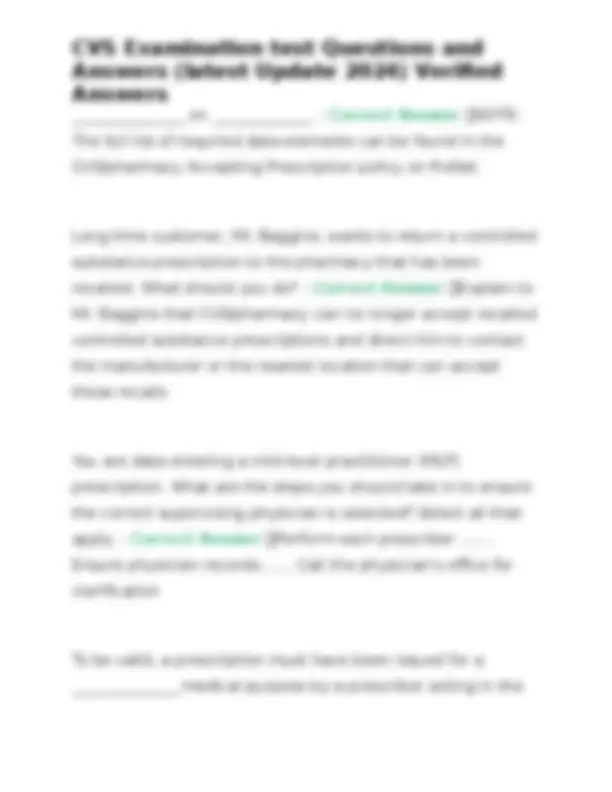 CVS Examination test Questions and Answers (latest Update 2024 ...