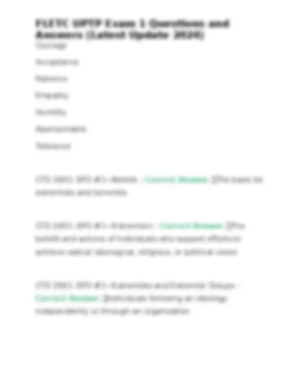 FLETC UPTP Exam 1 Questions and Answers (Latest Update 2024) | Exams ...