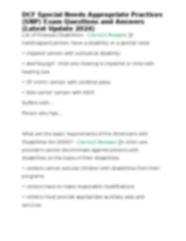 Special Needs Appropriate Practices: Exam Questions and Answers (SNP ...