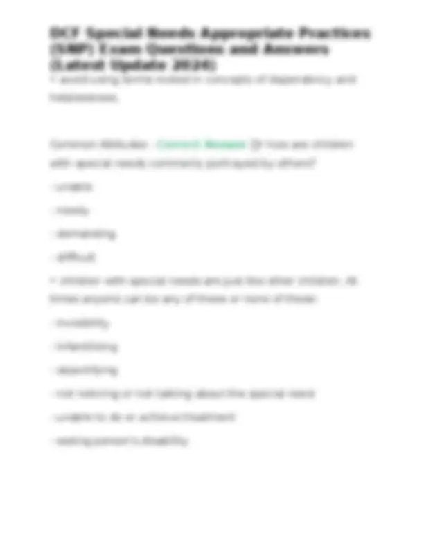 Special Needs Appropriate Practices: Exam Questions and Answers (SNP ...
