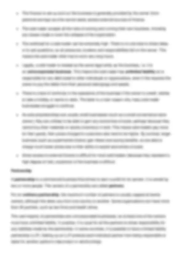 IB Business Management Unit 1.2 Notes | Study notes Business | Docsity