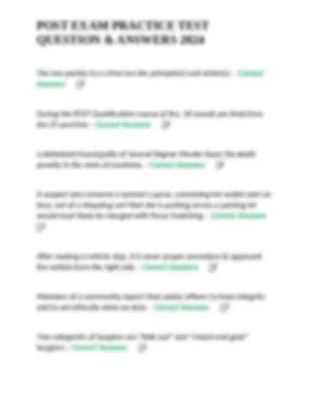 2024 Post Exam Practice Test: Questions & Answers | Exams Nursing | Docsity