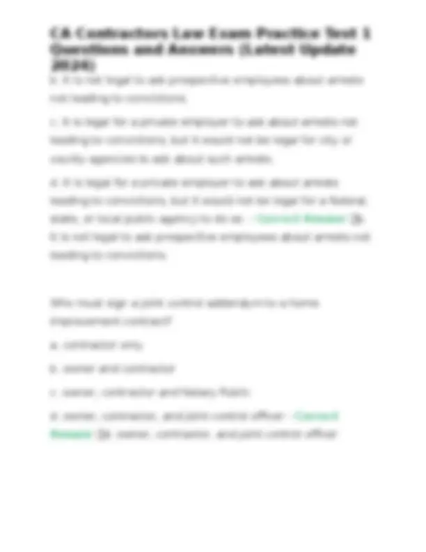 CA Contractors Law Exam Practice Test 1 Questions and Answers (Latest ...